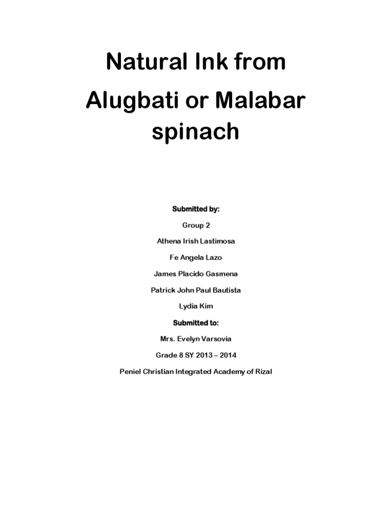 Natural Ink From Alugbati | PDF | Ink | Wellness