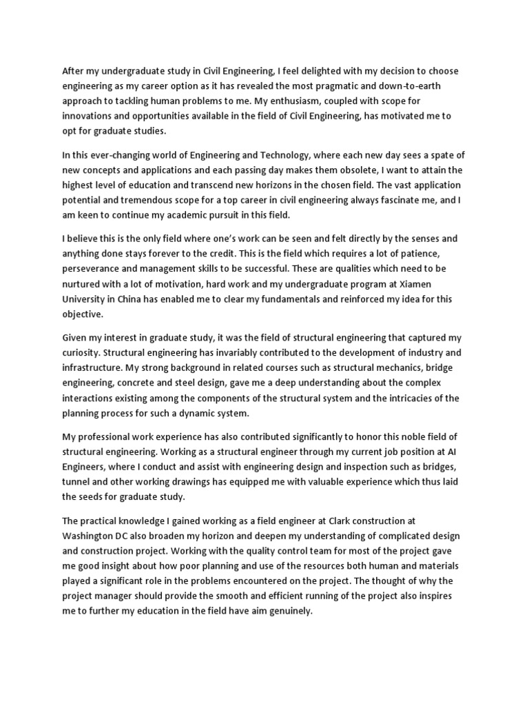 Personal Statement | PDF | Engineering | Structural Engineering