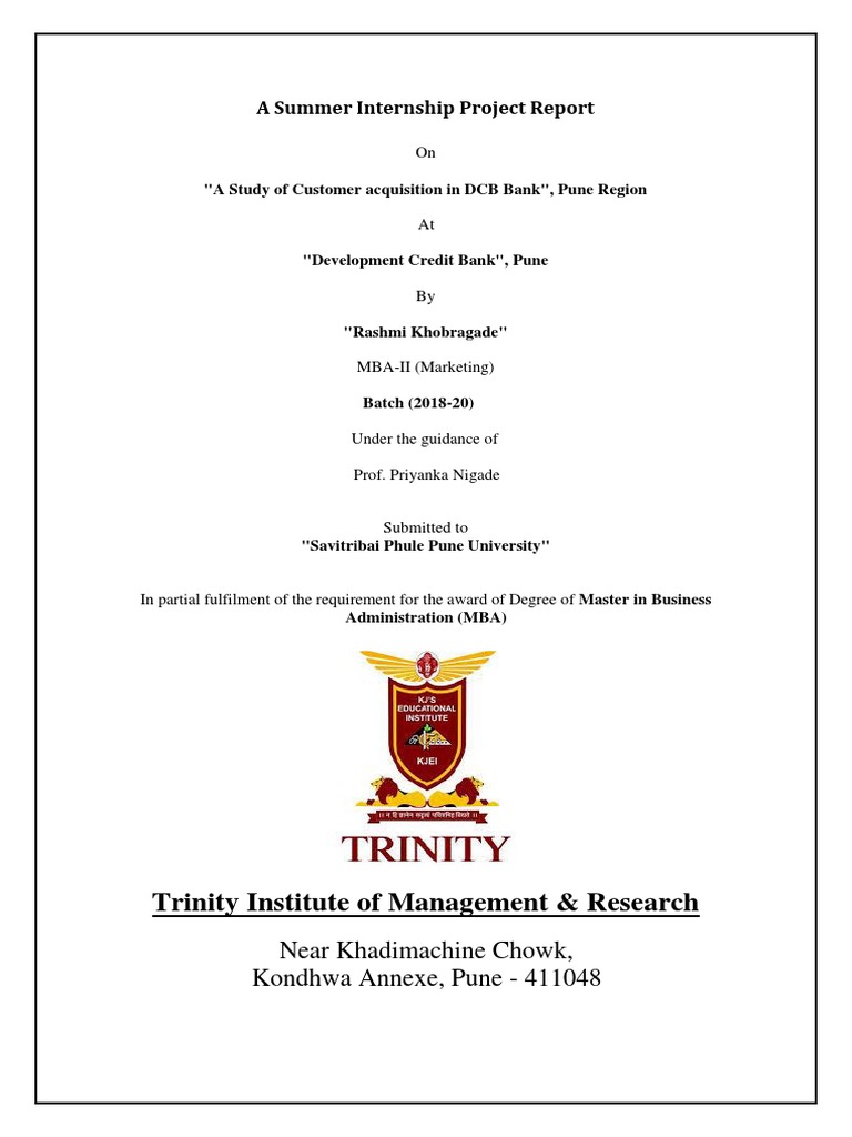 A Summer Internship Project | PDF | Methodology | Reserve Bank Of India