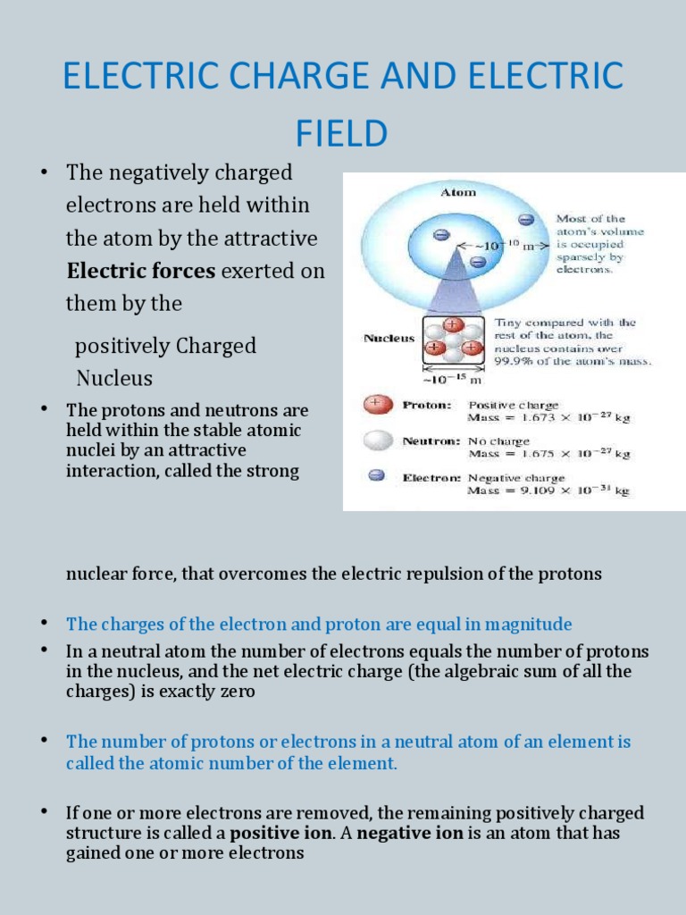 Electric Charge and Electric Field | PDF | Atomic Nucleus | Electric Charge