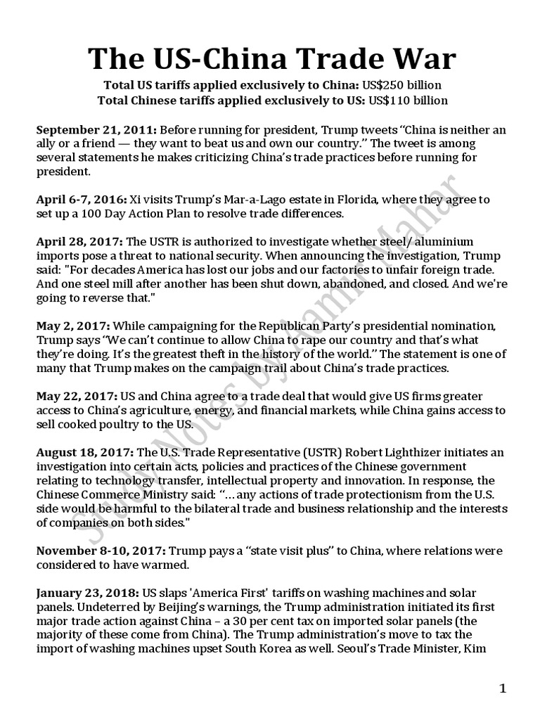 The US-China Trade War | PDF | Tariff | China
