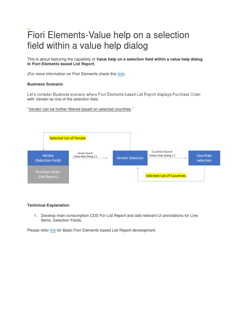 Fiori Elements Value Help On Selection Field Pdf