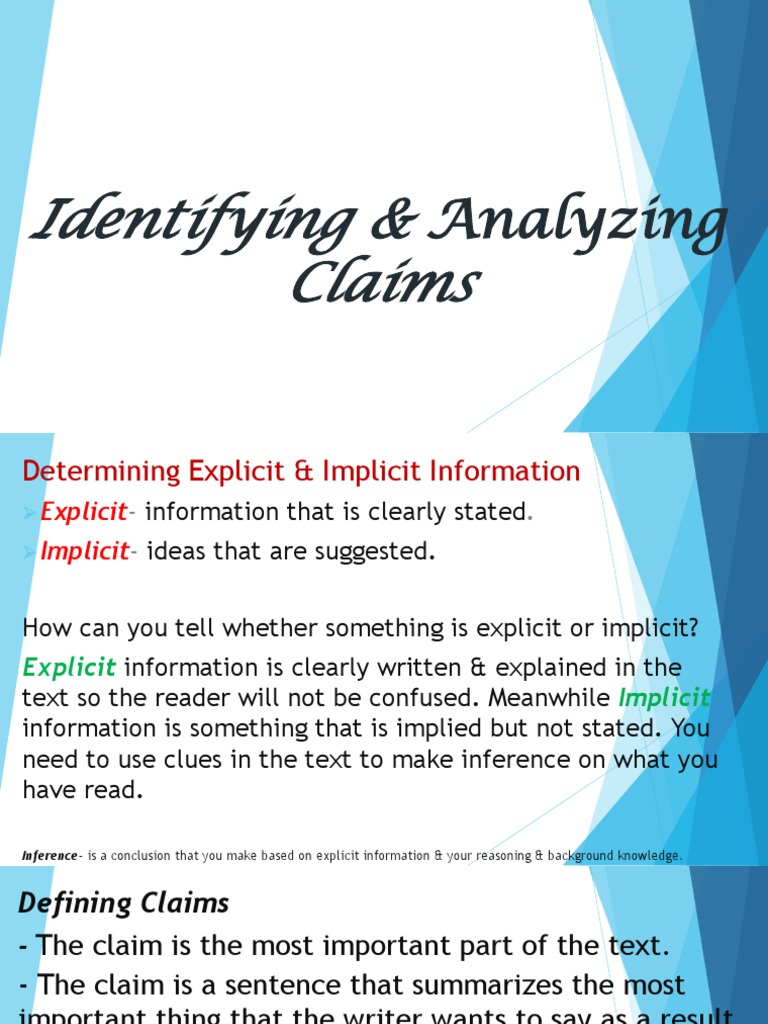 Identifying & Analyzing Claims and Distinguishing | PDF | Argument ...