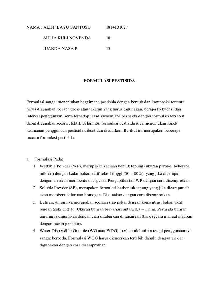Formulasi Pestisida | PDF