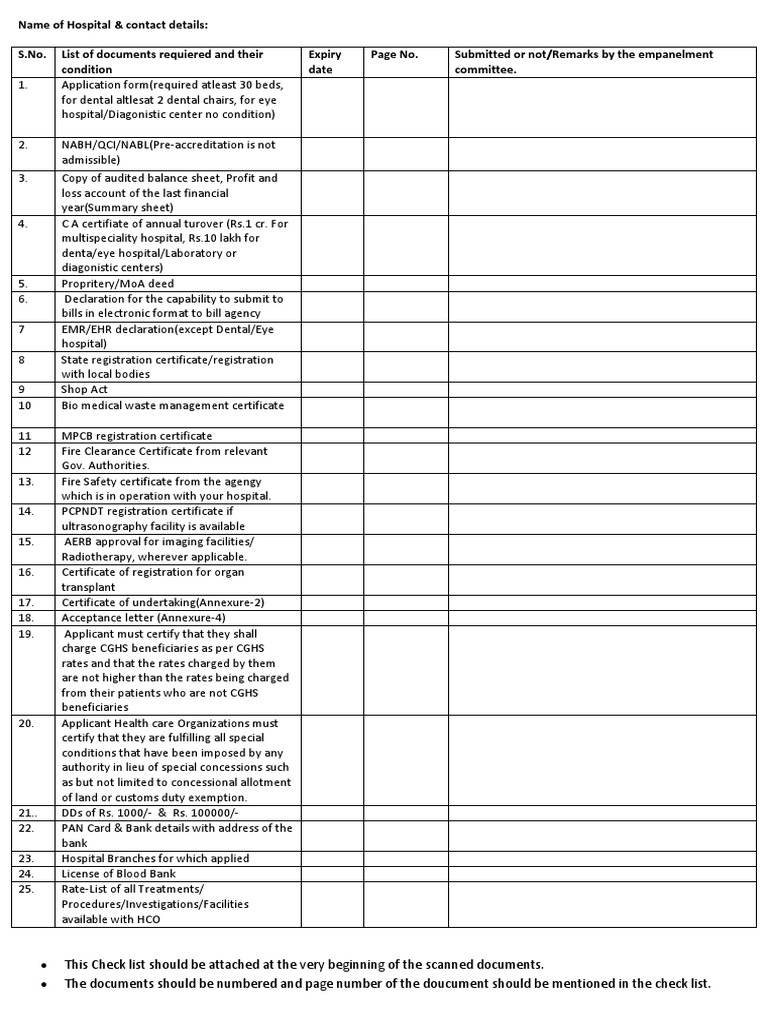 Check List | PDF | Electronic Health Record | Hospital