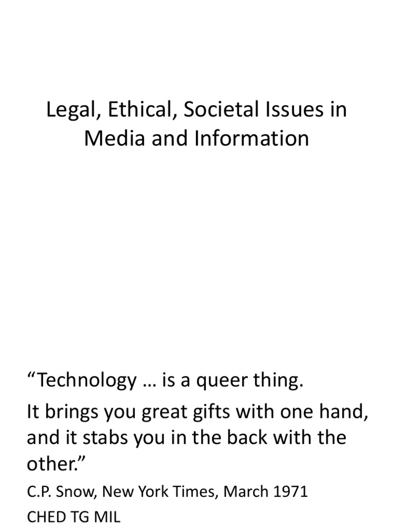Legal, Ethical, Societal Issues in Media and Information | PDF ...