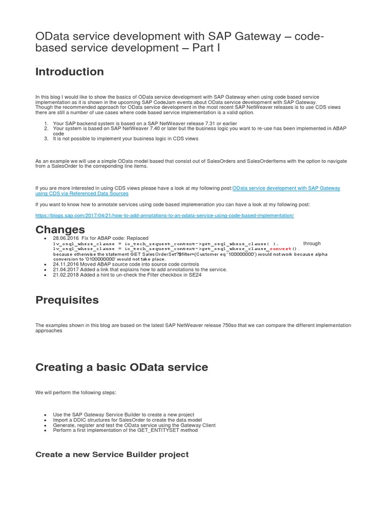 OData Service Development With SAP Gateway | PDF | Software | Digital Technology