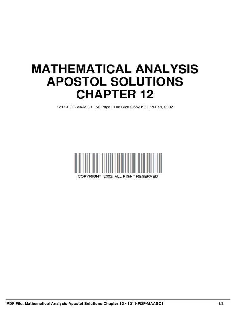 Mathematical Analysis Apostol Solutions Chapter 12 PDF | PDF