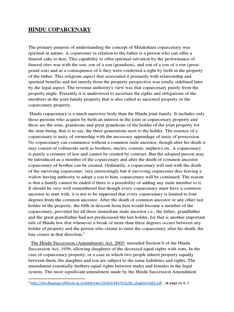 Hindu Coparcenary Family Law | PDF | Concurrent Estate | Property