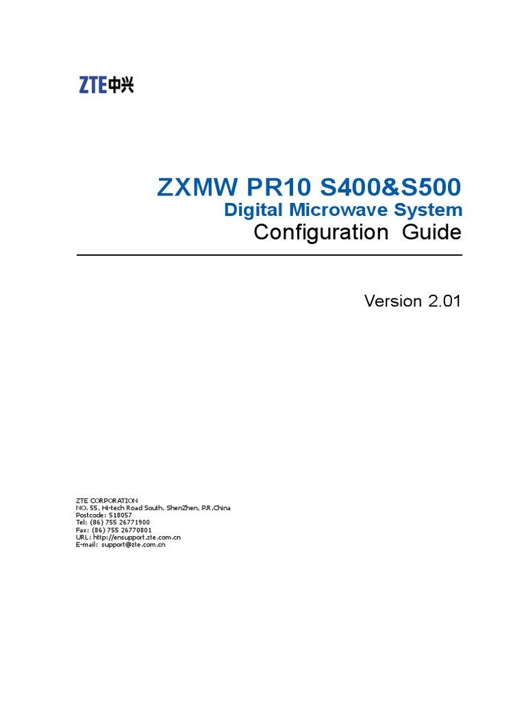 ZXMW PR10 S400&S500 Digital Microwave System Configuration Guide | PDF ...