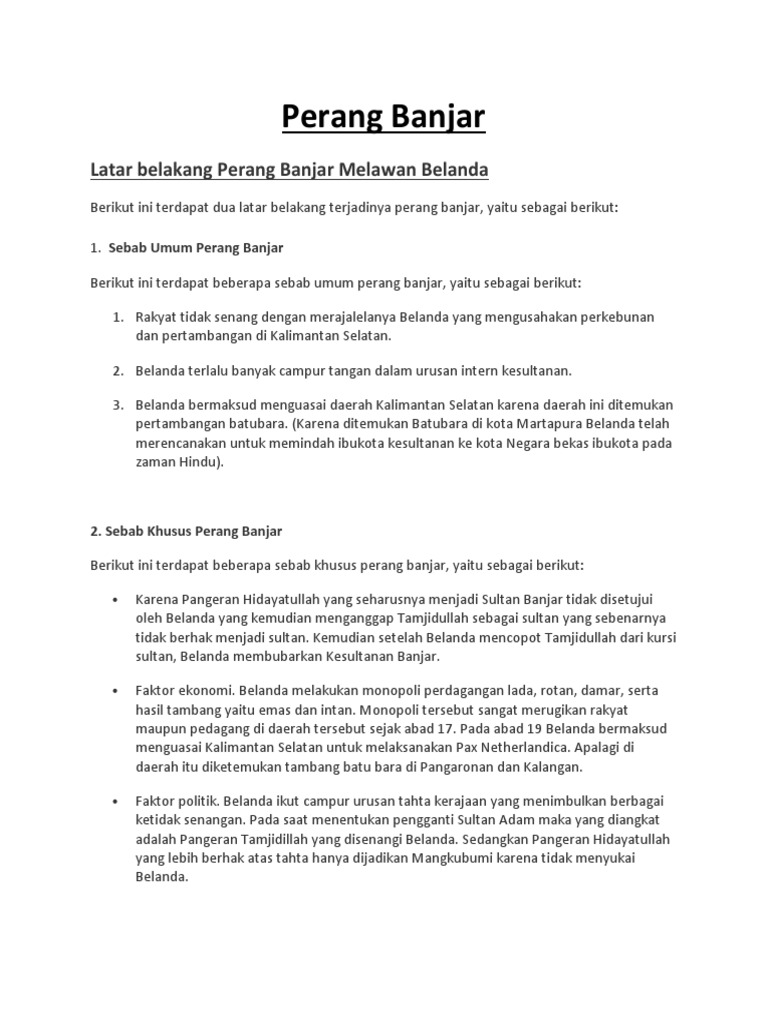 Perang Banjar | PDF