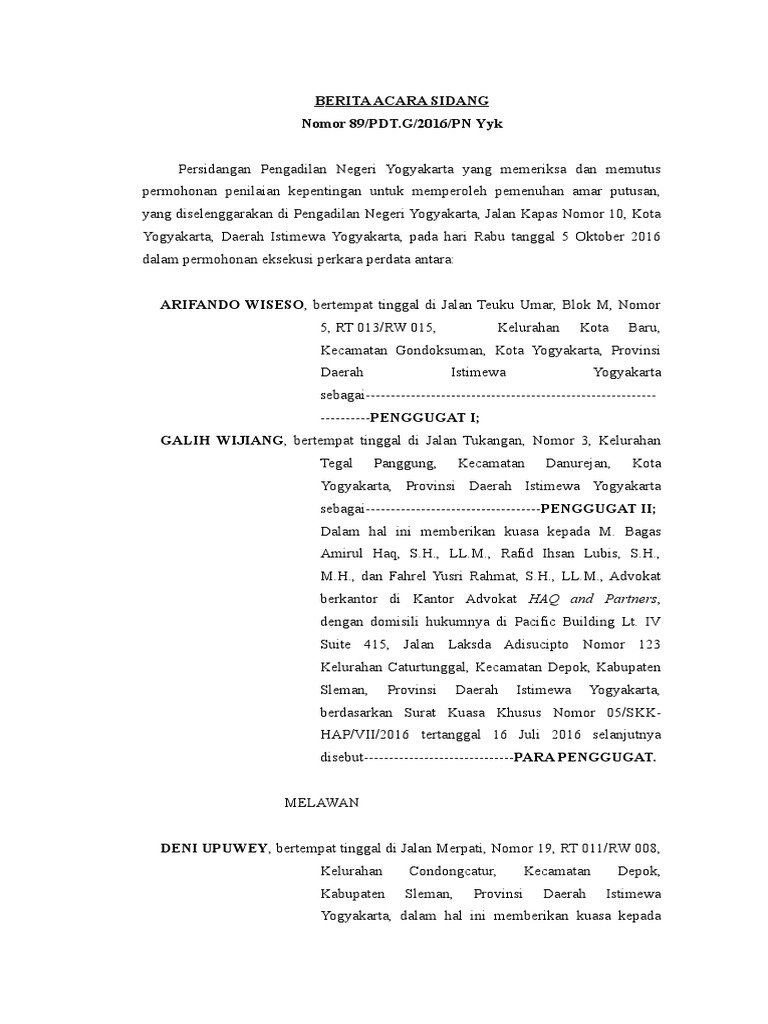 Contoh Putusan Sela Perdata 2016 | PDF