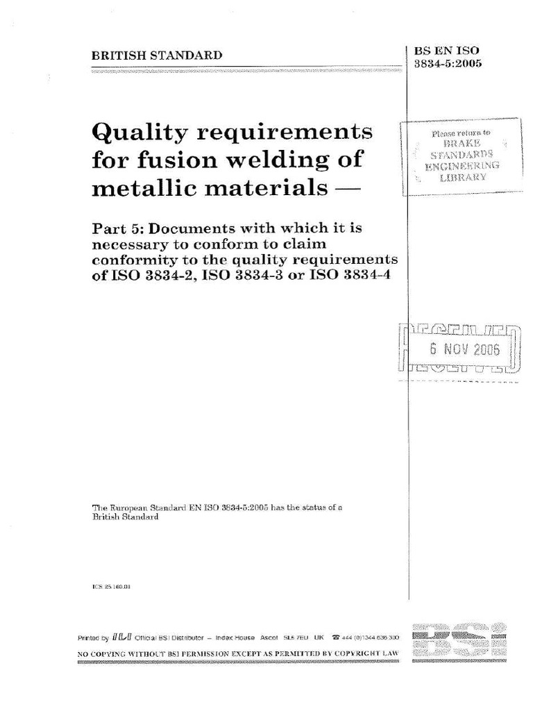 ISO-3834-5 (2005) Documents To The Quality Requirements of 3834 PDF | PDF
