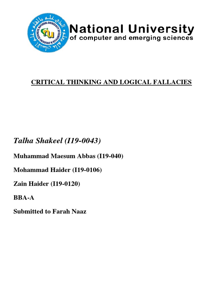 Critical Thinking and Logical Fallacies | Download Free PDF | Fallacy ...