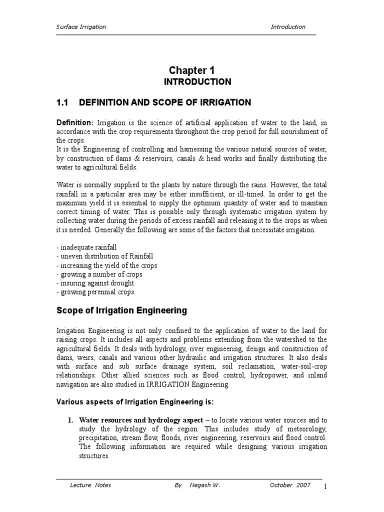 Chapter 1 - Introduction | PDF | Soil | Irrigation