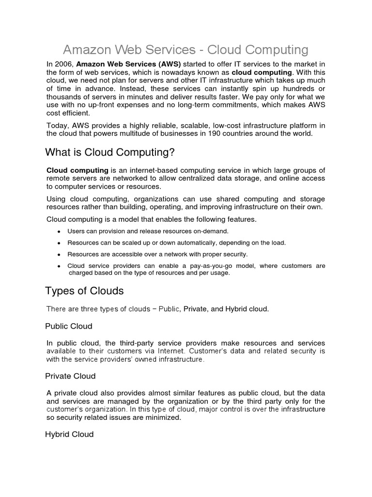 Amazon Web Services | PDF | Cloud Computing | Load Balancing (Computing)