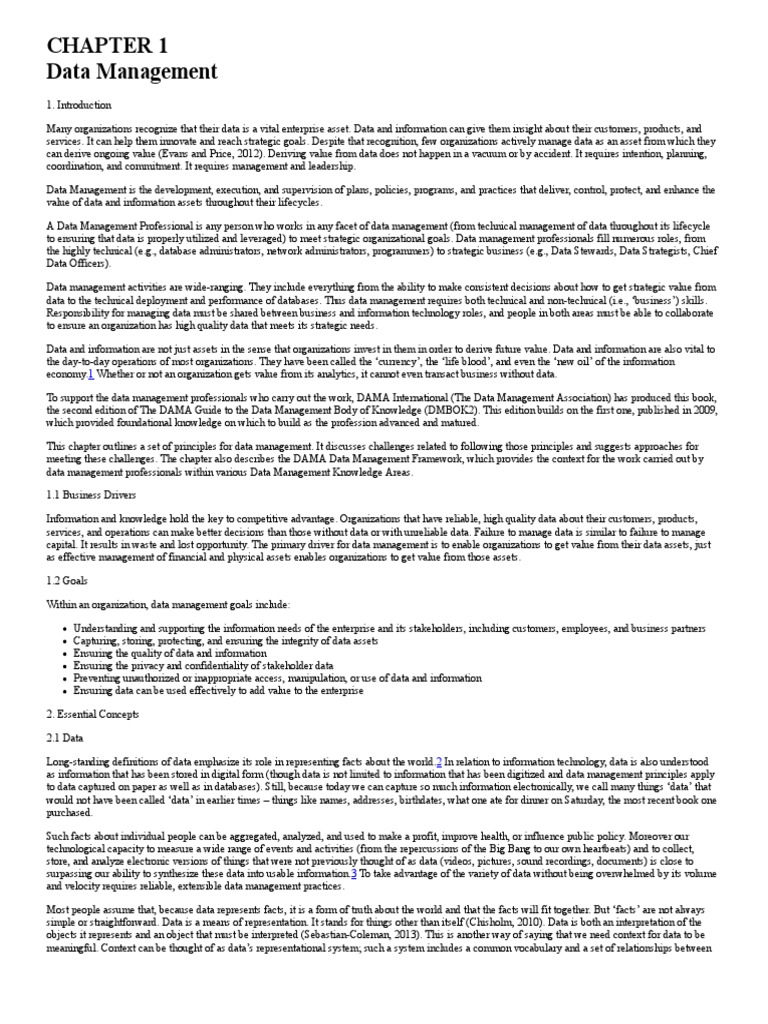 001 Chapter1 Datamanagement Pdf Data Quality Strategic Management