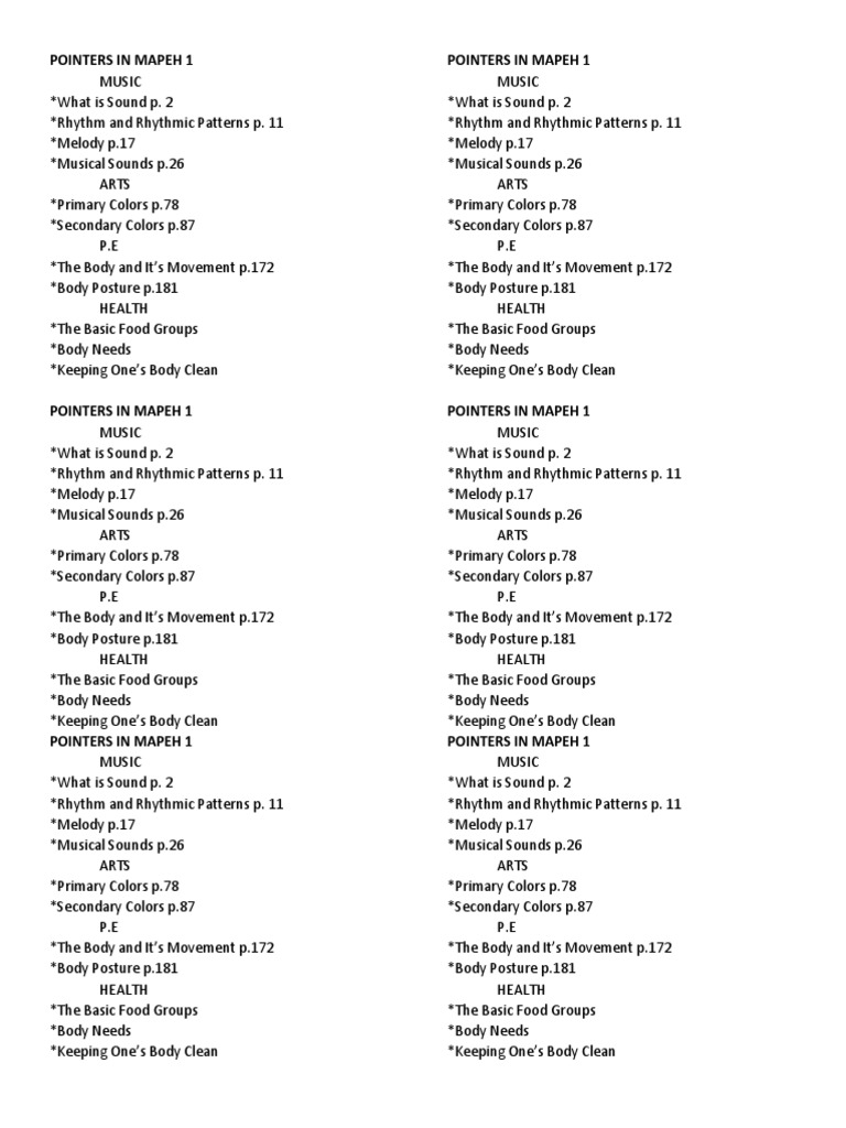 Pointers in Mapeh 1 Pointers in Mapeh 1 | PDF | Rhythm | Melody