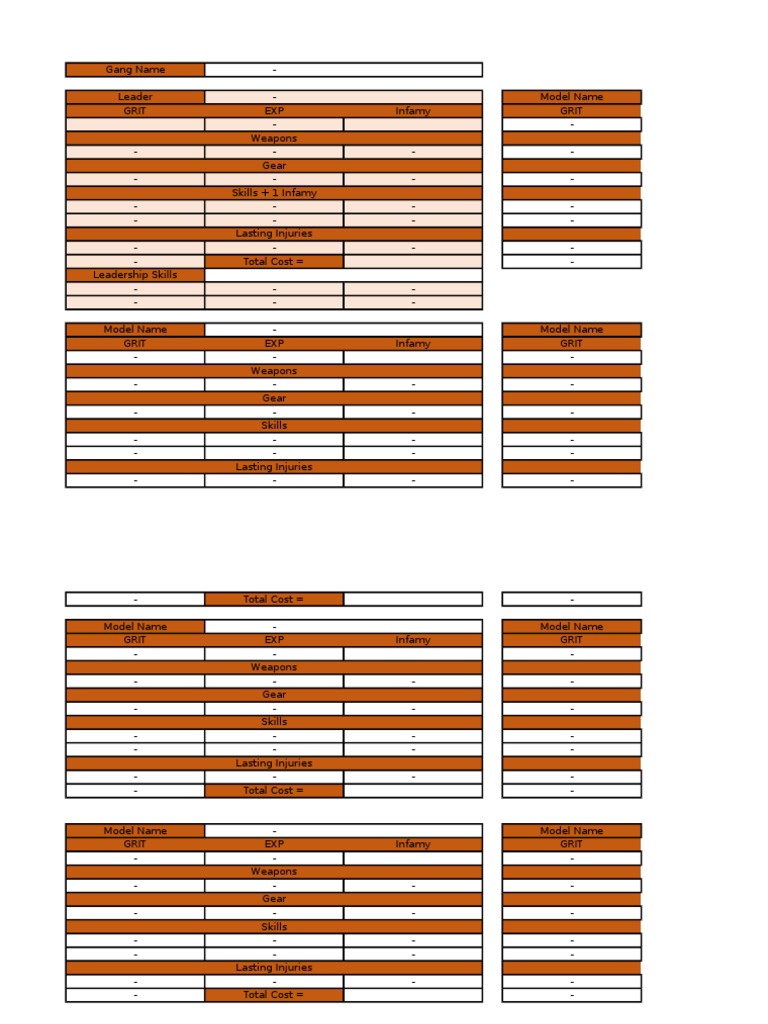 Posse Roster Sheet V3.0 | PDF | Tools | Military Science