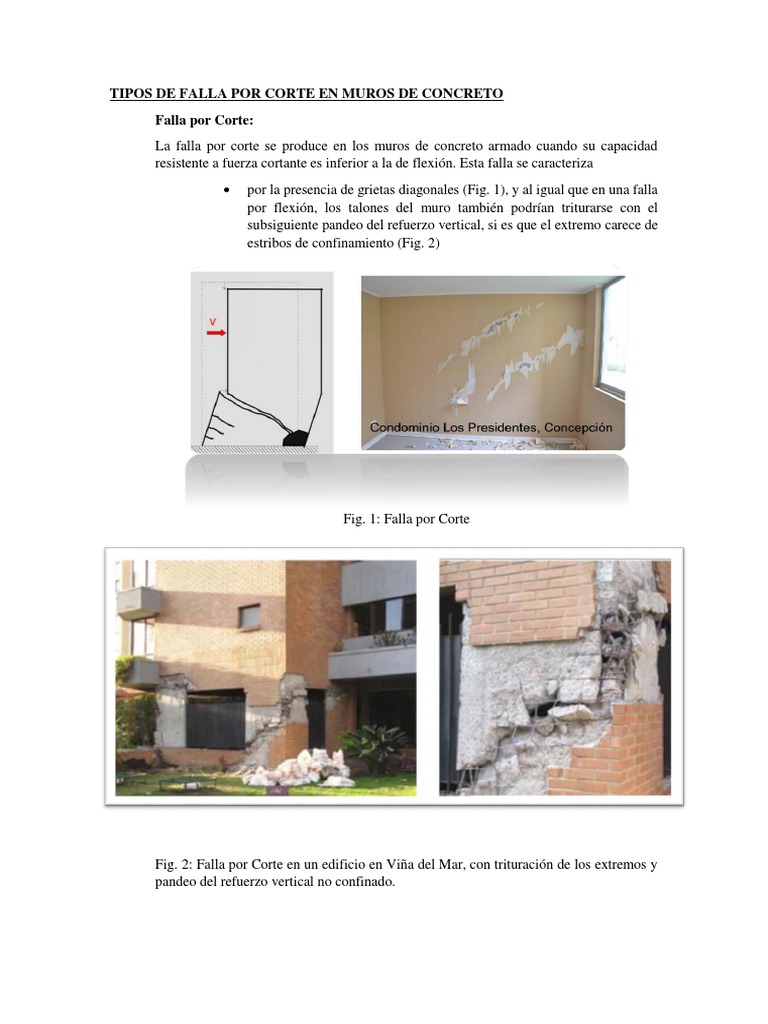 Tipos de falla por corte en muros y vigas de concreto armado y sus causas y métodos de ...