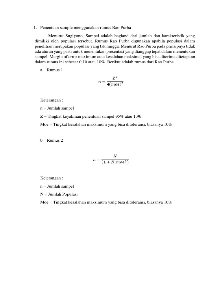 Rumus Sampel Populasi Tak Terbatas | PDF | Sains & Matematika