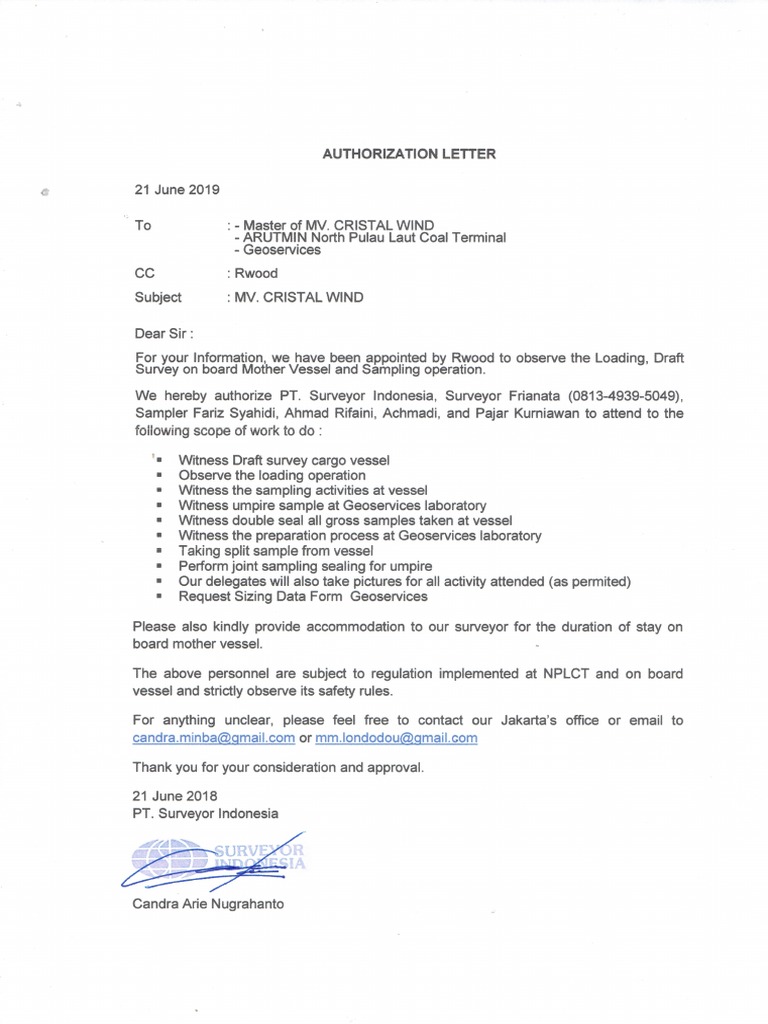Authorization Letter 2 | PDF