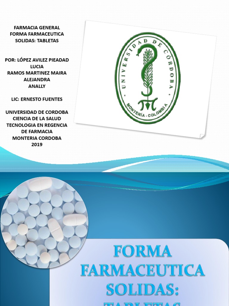 Tipos y fabricación de tabletas farmacéuticas | PDF | Tableta (Farmacia ...