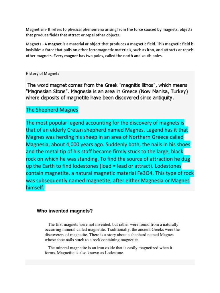 Who Invented Magnets? | PDF | Magnet | Magnetism