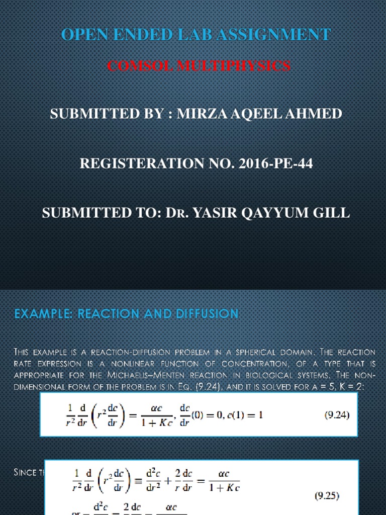 COMSOL Reaction-Diffusion Lab Guide | PDF