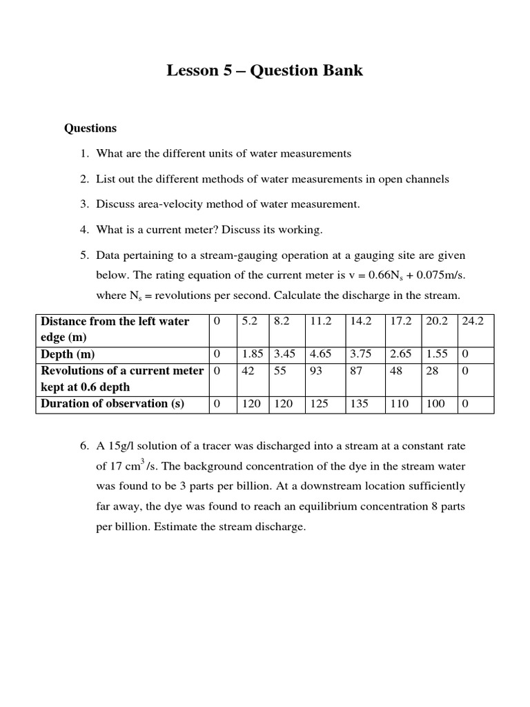 Lesson 5 - Question Bank: Questions | PDF | Science & Mathematics