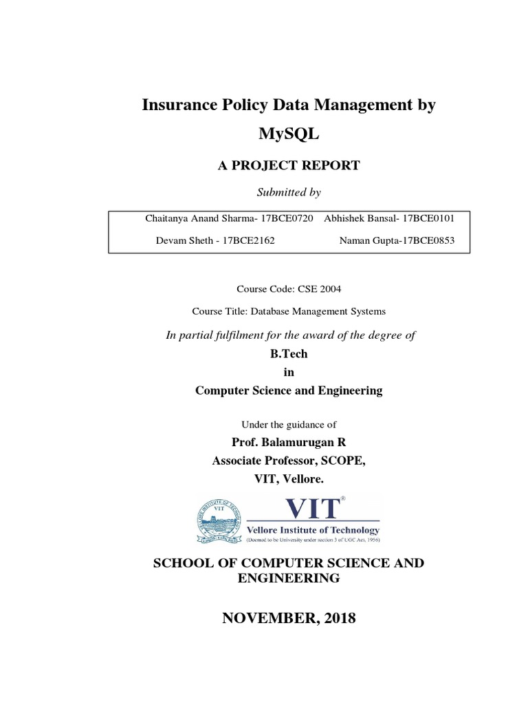 Insurance Management DBMS | PDF | Databases | Insurance