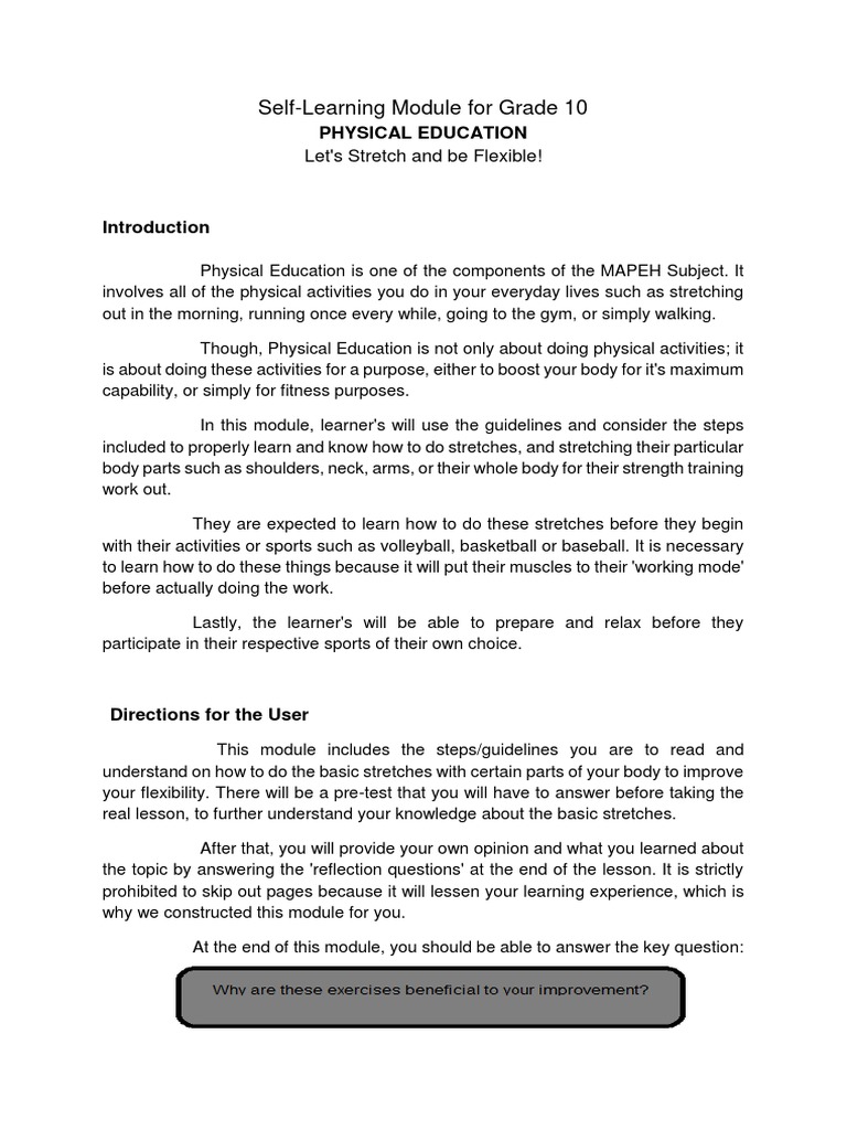 Module in Mapeh | PDF | Anatomical Terms Of Motion | Flexibility (Anatomy)