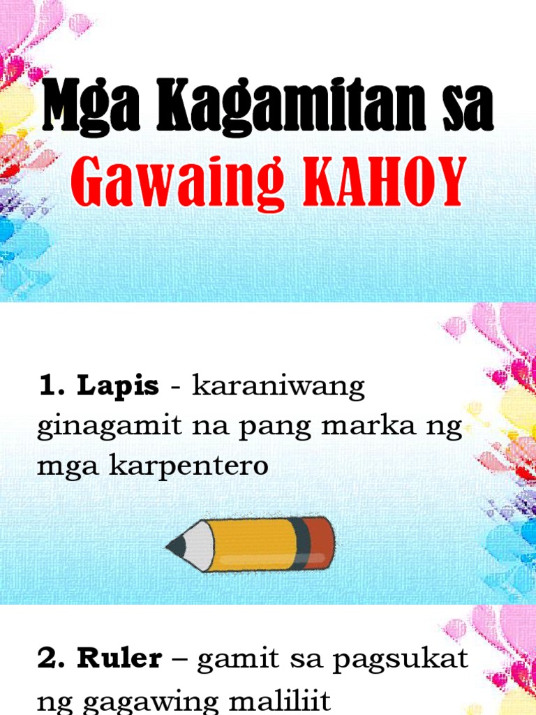 EPP - Mga Kagamitan Sa Gawaing Kahoy, Metal, Kawayan at Pang ...