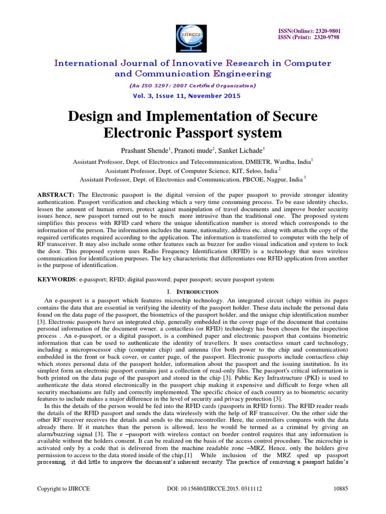 Design and Implementation of Secure Electronic Passport System ...