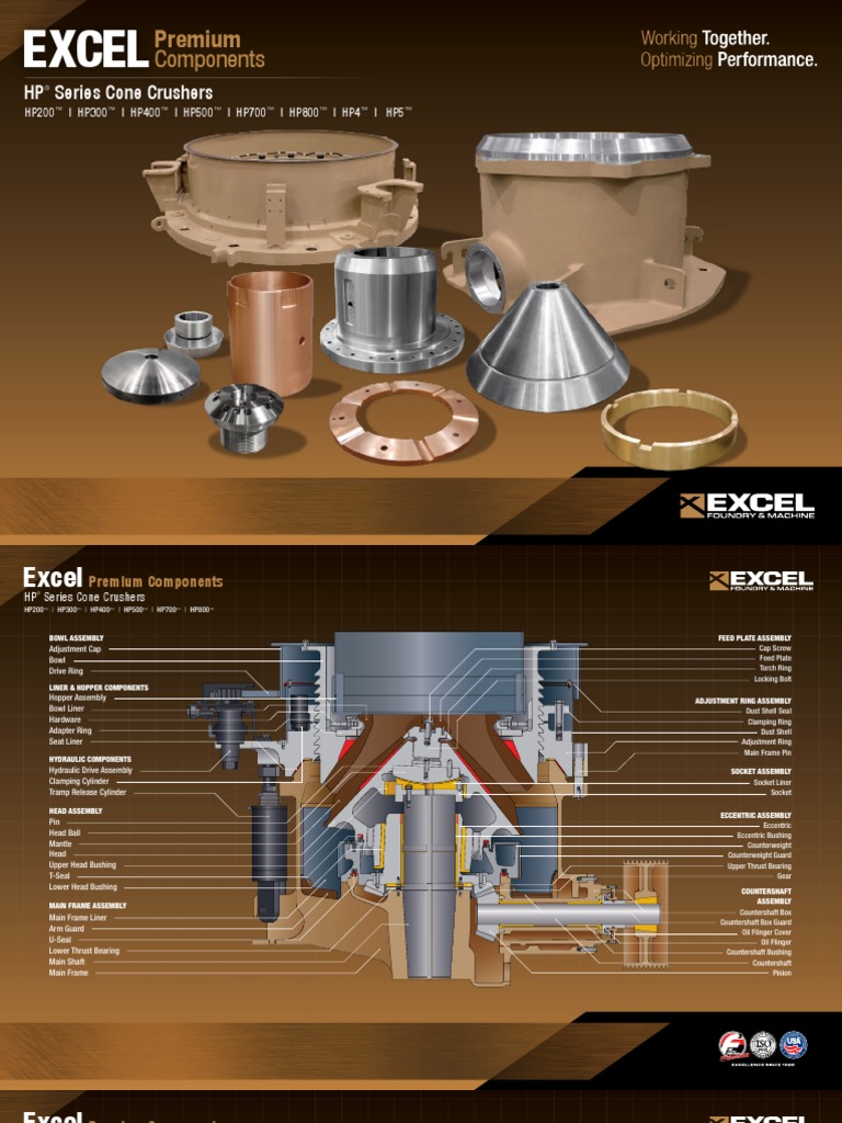 HP Cone Crusher Components - E PDF | PDF | Bearing (Mechanical) | Screw