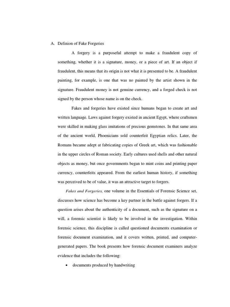 Fakes and Forgeries, One Volume in The Essentials of Forensic Science ...