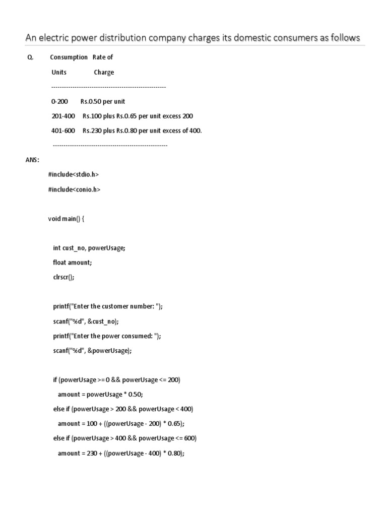 An Electric Power Distribution Company Charges Its Domestic Consumers ...