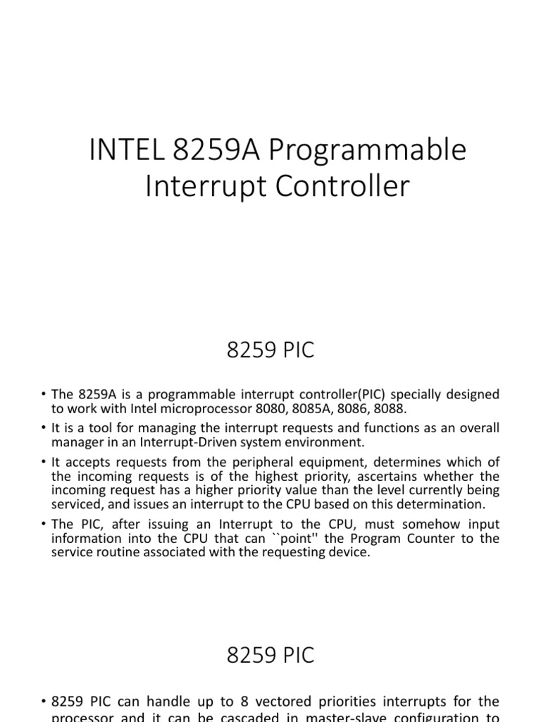 INTEL 8259A Programmable Interrupt Controller | PDF | Central Processing Unit | Computer ...