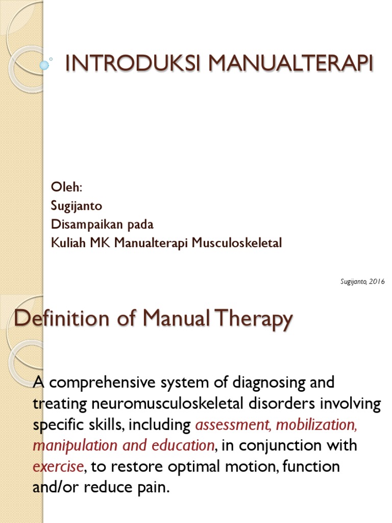 1, Introduksi Manual Terapi Musculoskeletal | PDF | Human ...