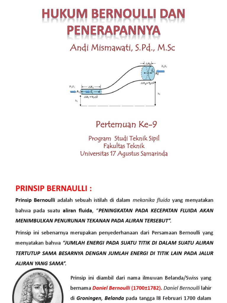 Pertemuan 8. HUKUM BERNOULLI DAN PENERAPANNYA | PDF | Metode & Bahan ...