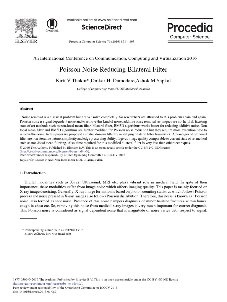 Poisson Noise Reduction in X-ray Images | PDF | Filter (Signal ...
