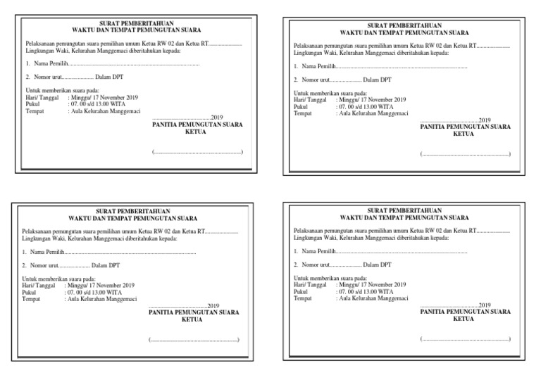 Undangan Pemilihan RW Dan RT | PDF