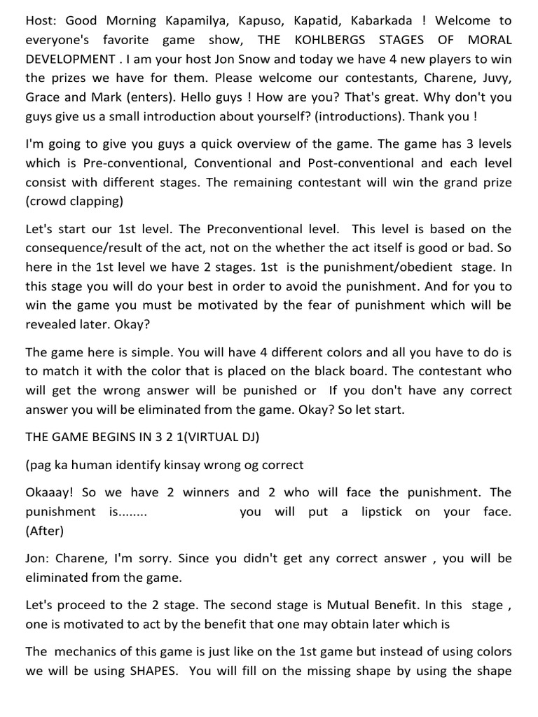 Gameshow Script | PDF