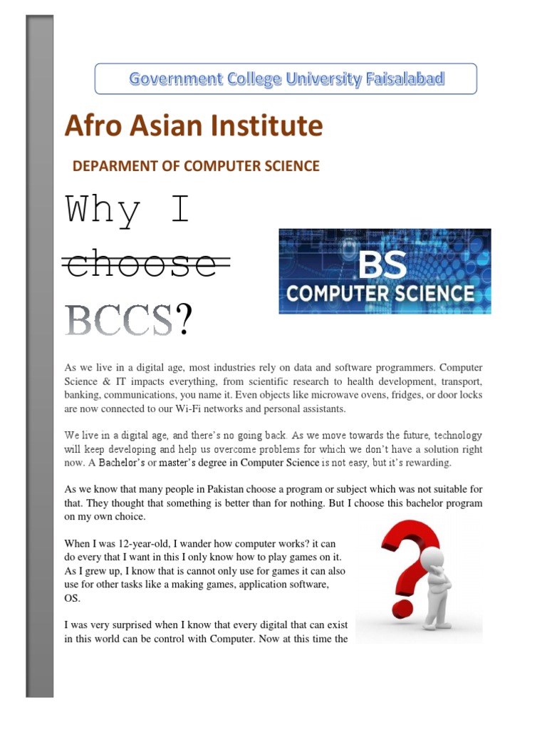 Afro Asian Institute: Why I Choose ? | PDF | Computer Programming | Operating System Technology
