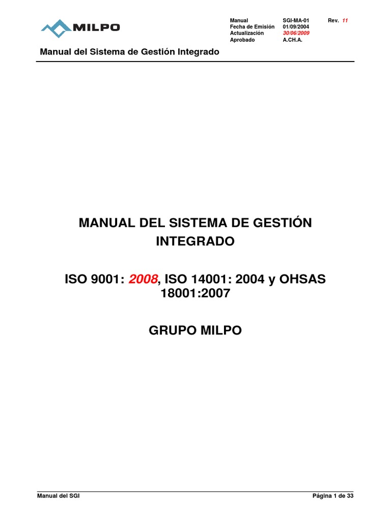 Sgi Ma 01 Manual Del Sgi | PDF | Calidad (comercial) | Seguridad y ...
