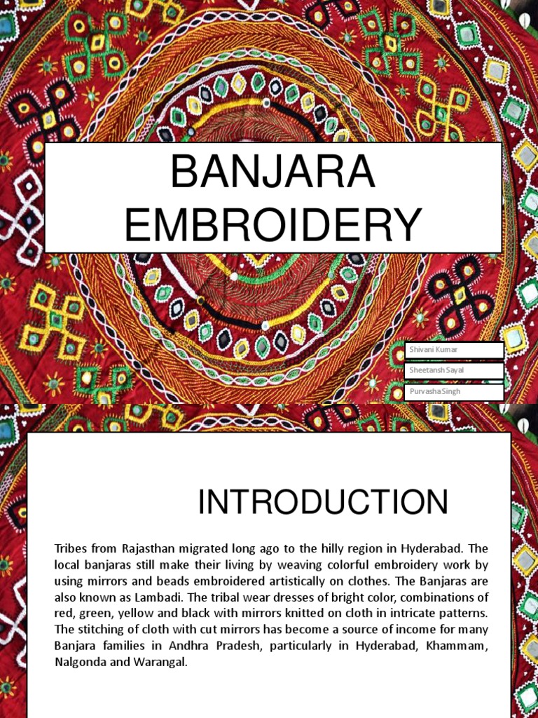 Banjara Embroidery: Shivani Kumar Sheetansh Sayal Purvasha Singh | PDF ...