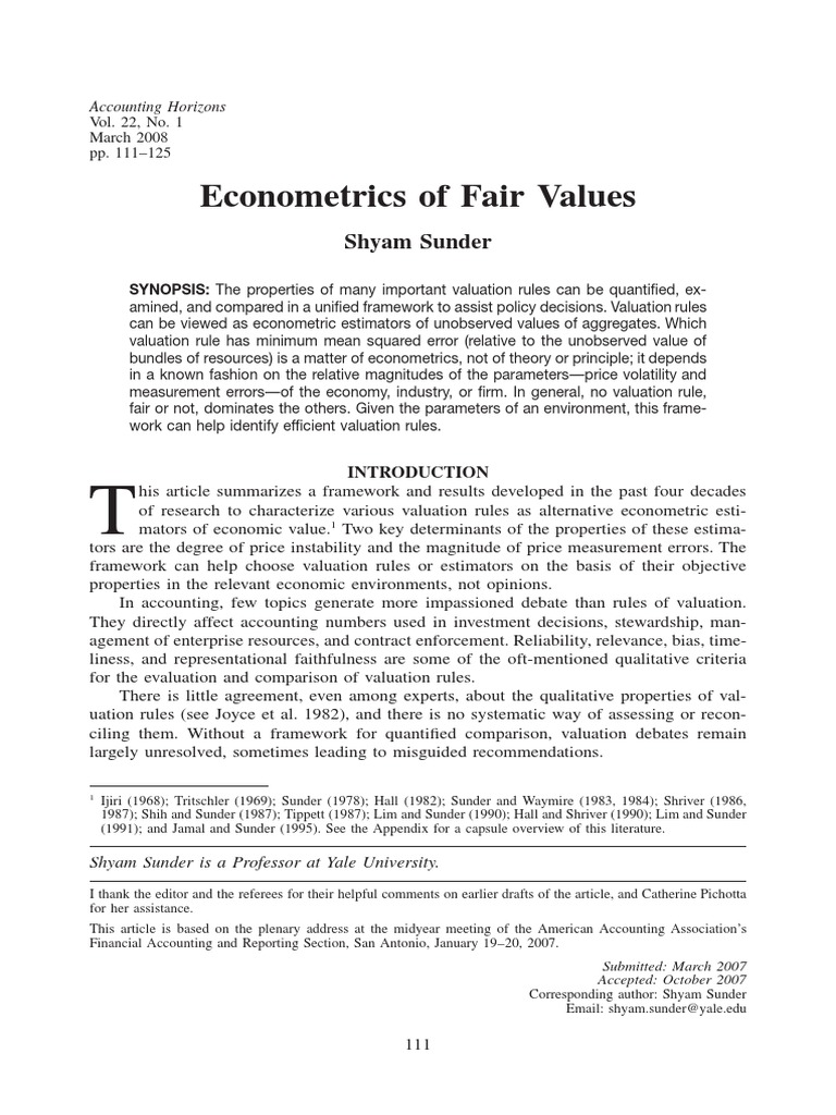 Sunder 2008 | PDF | Mean Squared Error | Errors And Residuals