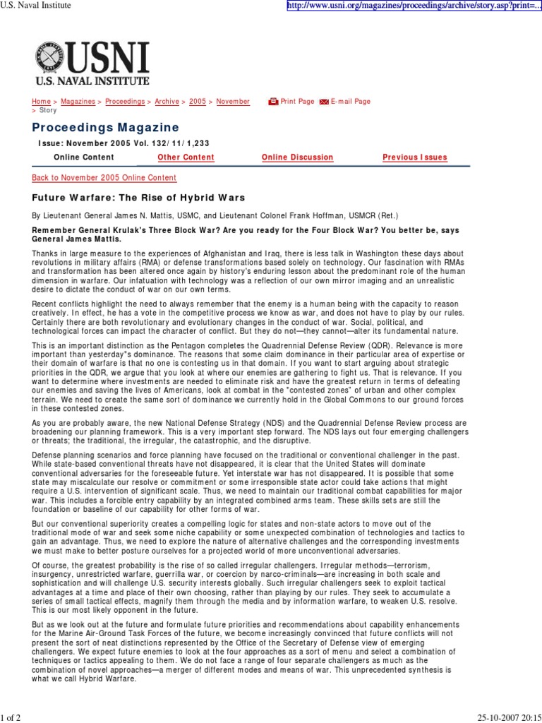 Mattis Four Block War Us Nino V 2005 | PDF | United States Marine Corps ...