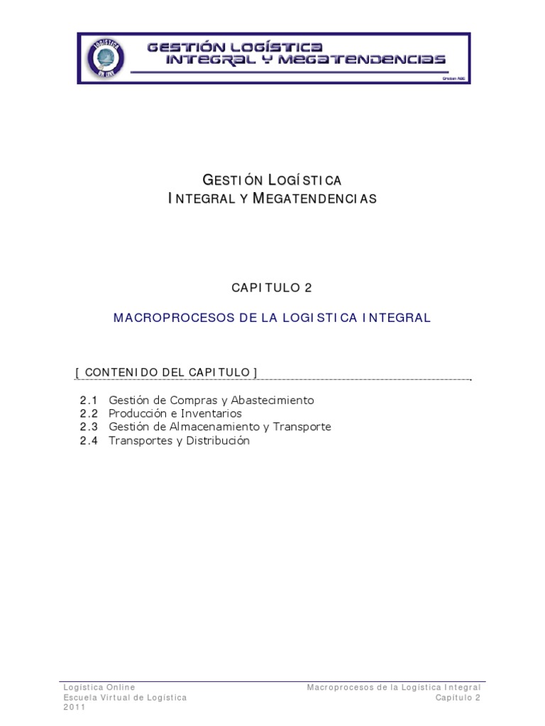 Macroprocesos de La Logistica Integral Capitulo 2 PDF | PDF | Logística | Almacén