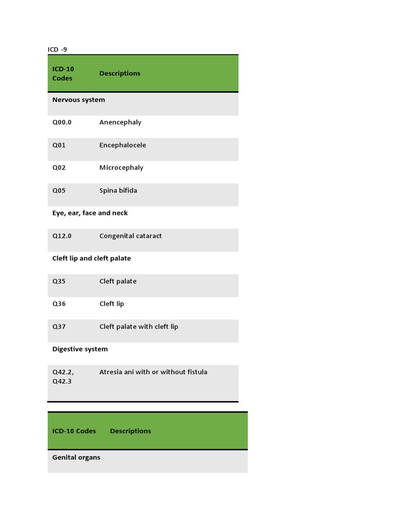 ICD Birth Defect | PDF